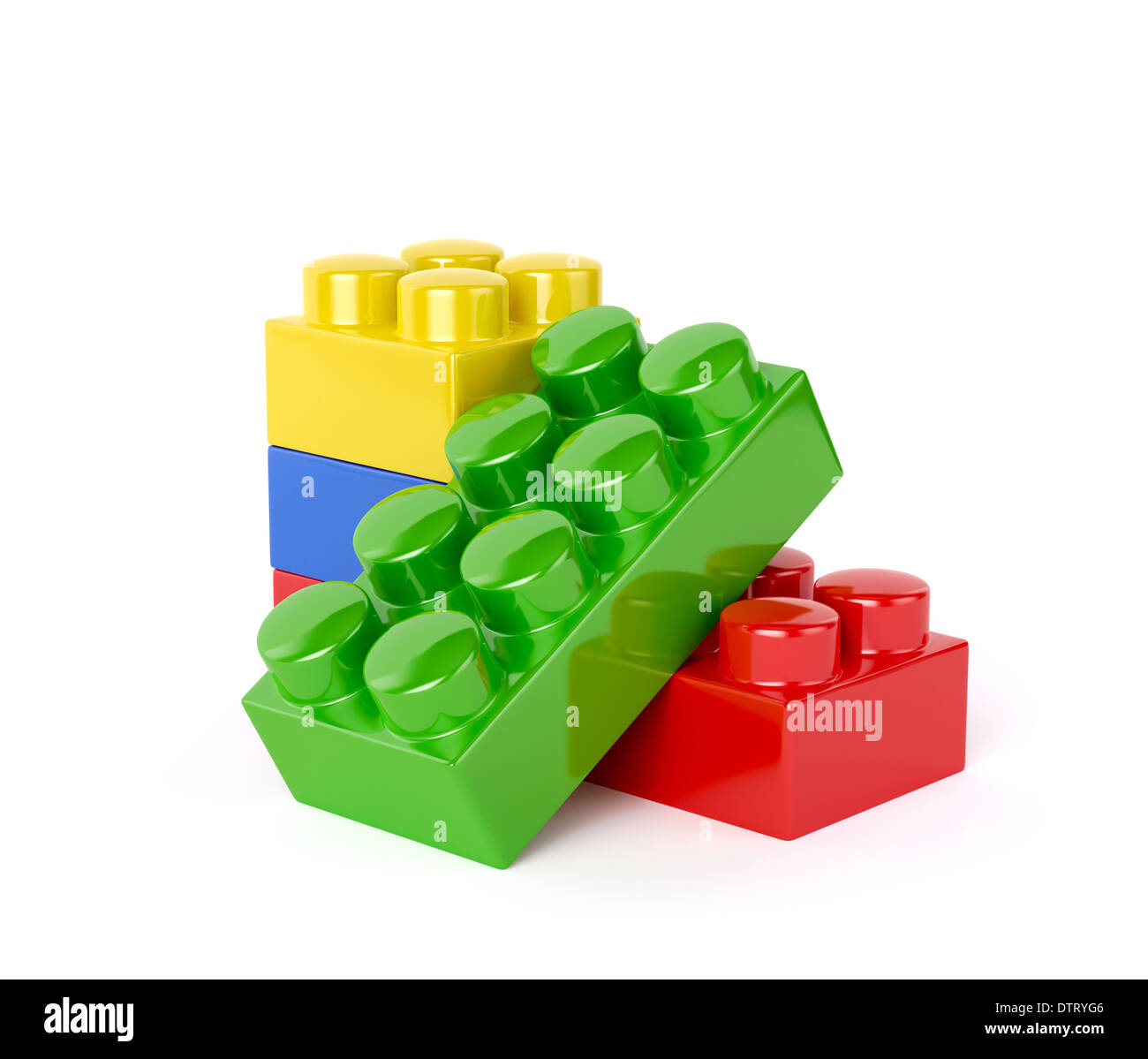 3d render of plastic toy blocks isolated on white background Stock ...