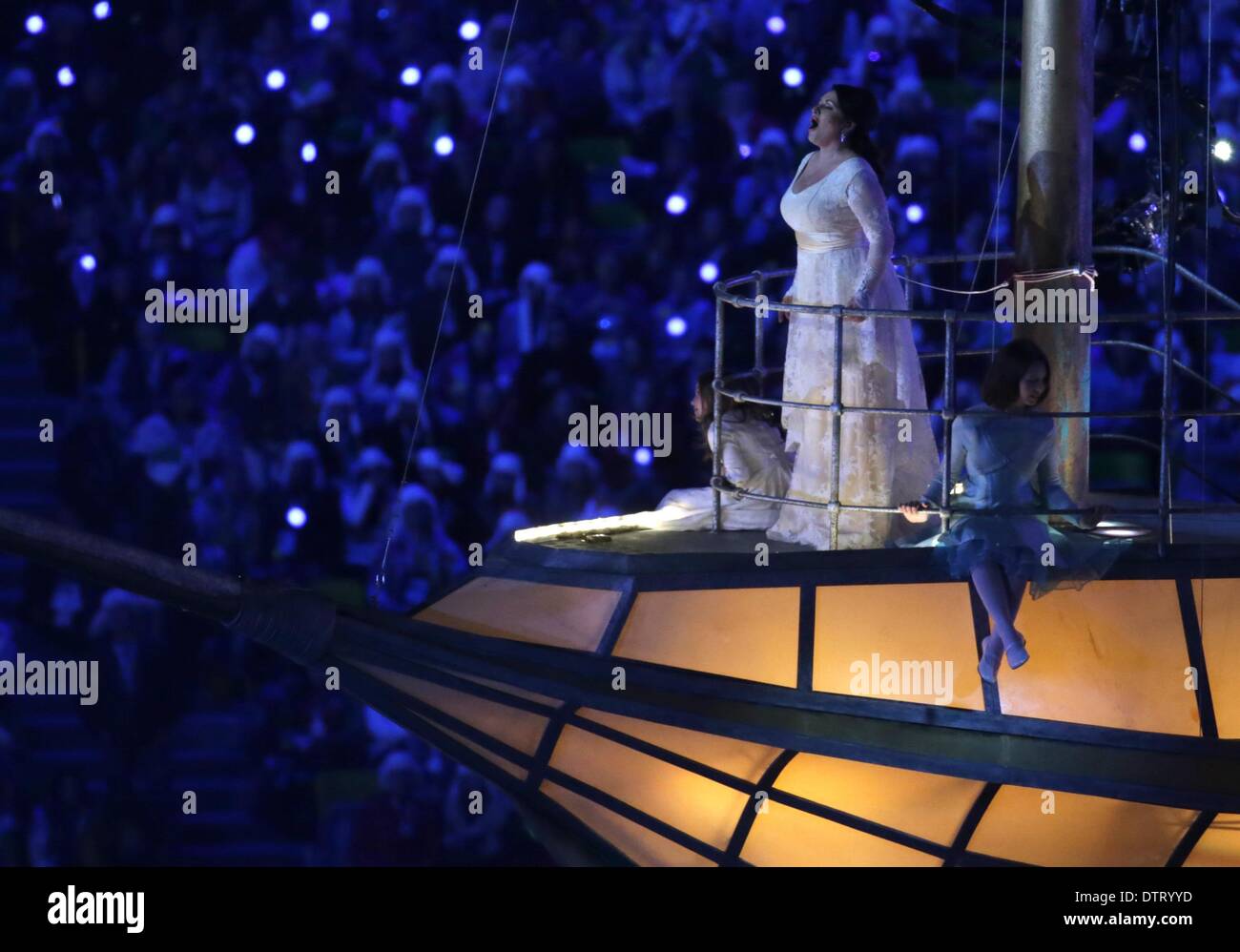 Russian opera singer Hibla Gerzmava performs on the gondola during the ...