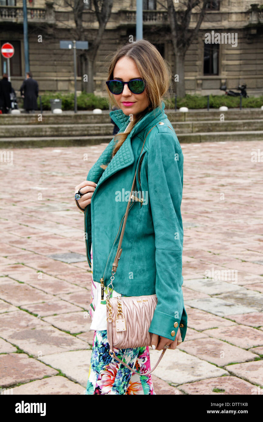 Blogger Virginia Varinelli arriving at the Just Cavalli runway show in ...