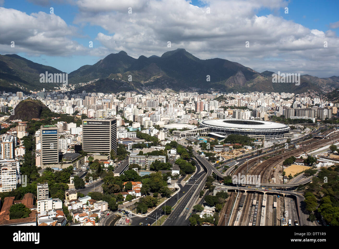 Aerial view of Maracana national stadium in Rio de Janeiro, which will host the World Cup final ...