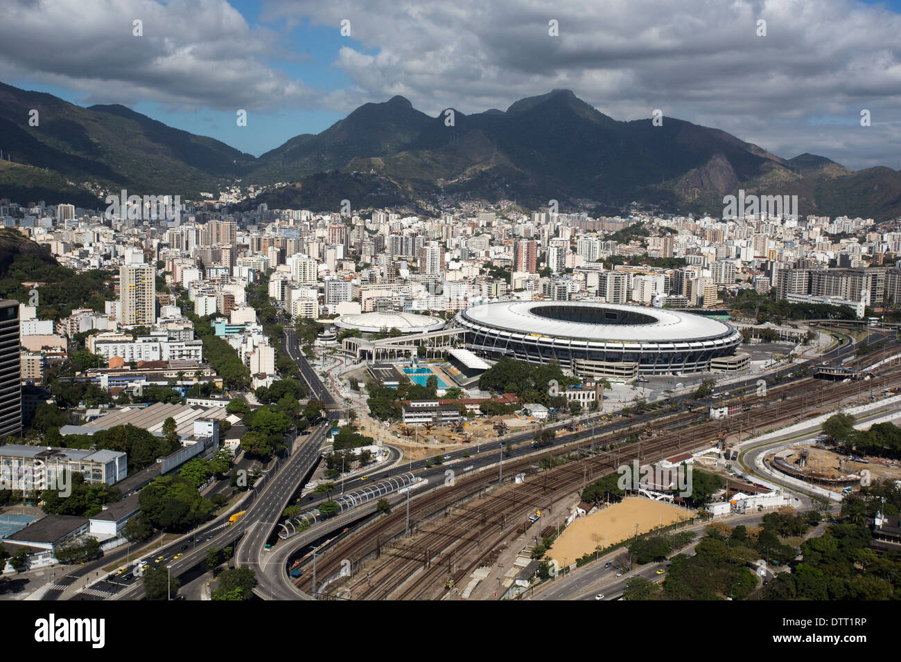 Aerial view of Maracana national stadium in Rio de Janeiro, which will host the World Cup final ...