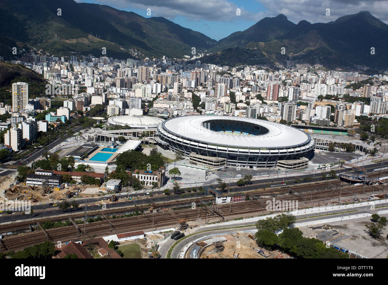 Aerial view of Maracana national stadium in Rio de Janeiro, which will host the World Cup final ...