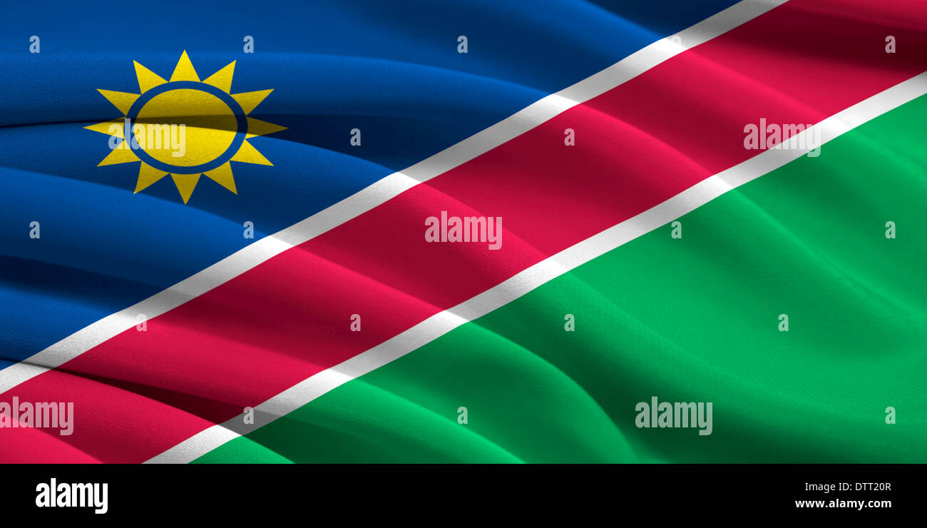 Flag of Namibia waving in the wind Stock Photo - Alamy