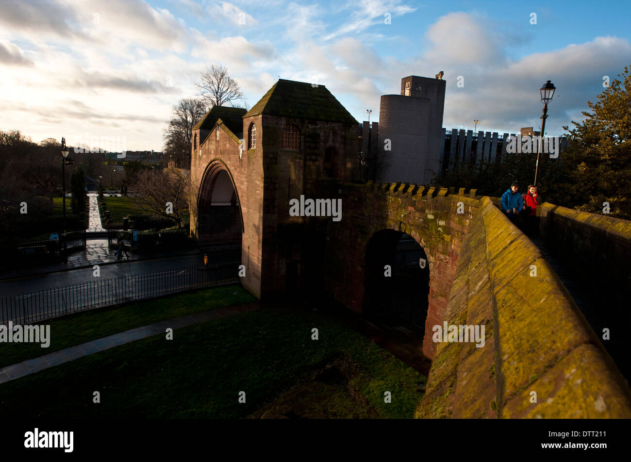 Newgate Chester town walls wall Stock Photo - Alamy