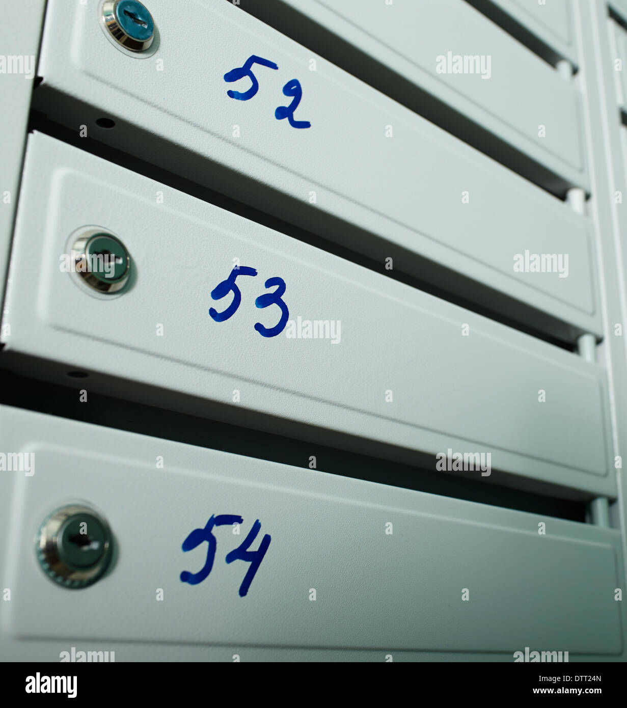 Mailboxes with flat numbers Stock Photo - Alamy