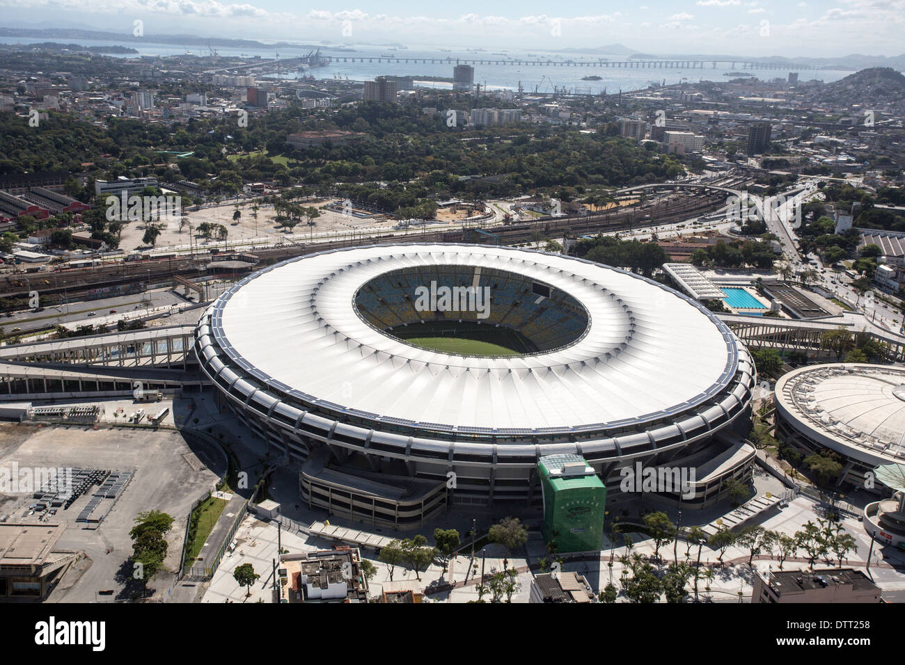 Aerial view of Maracana national stadium in Rio de Janeiro, which will host the World Cup final ...