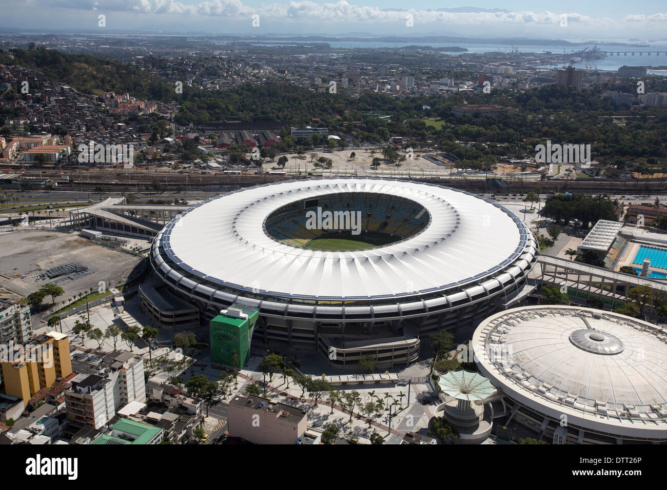 Aerial view of Maracana national stadium in Rio de Janeiro, which will host the World Cup final ...