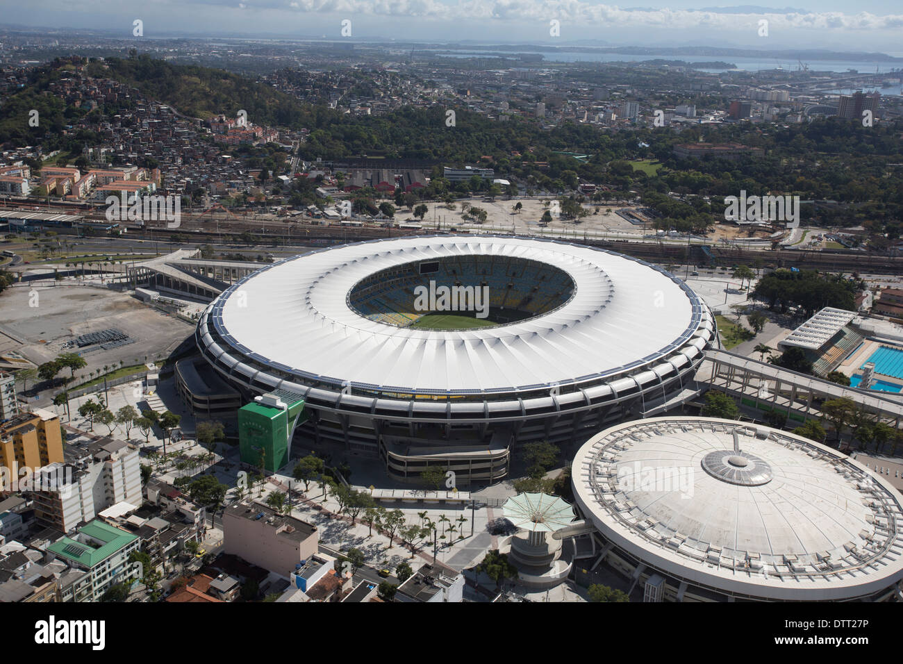 Aerial view of Maracana national stadium in Rio de Janeiro, which will host the World Cup final ...