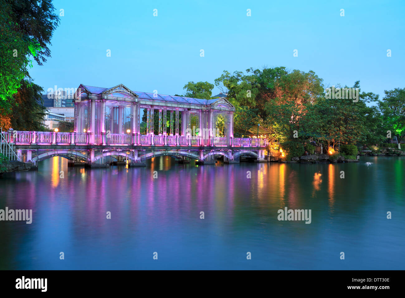 colorful glass bridge on the lake Stock Photo - Alamy