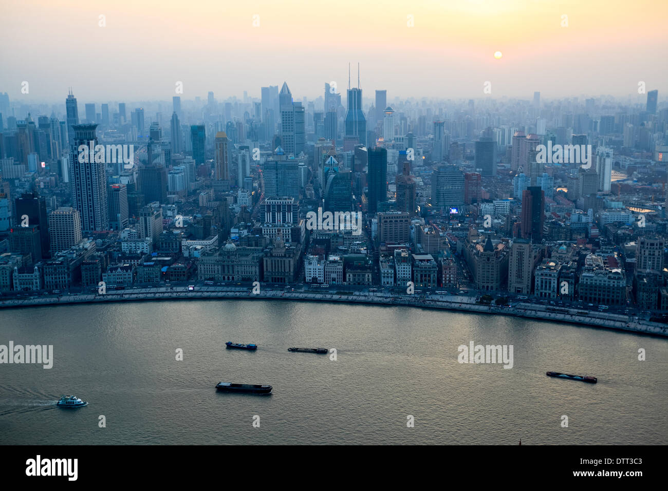 aerial view of shanghai bund at sunset Stock Photo - Alamy