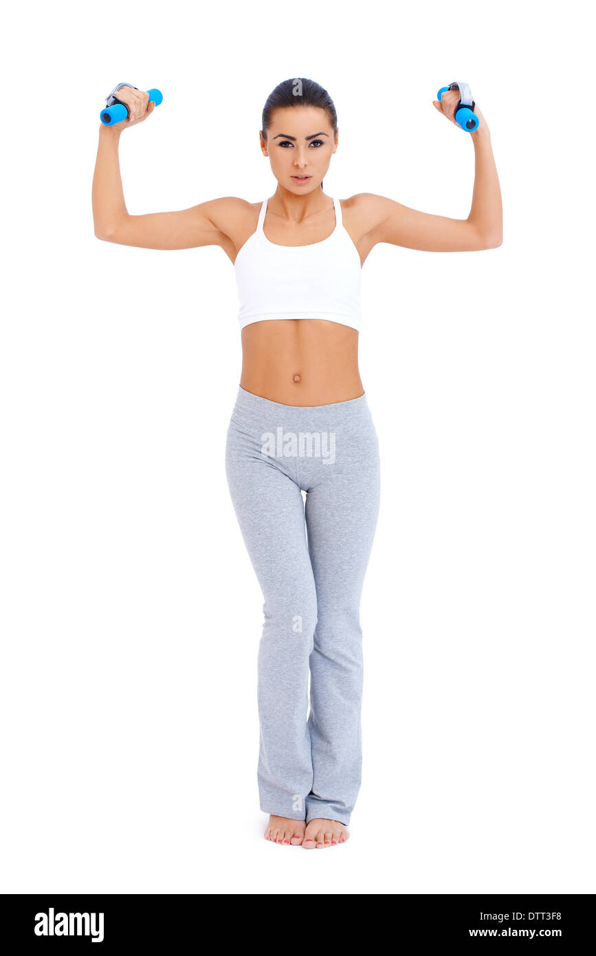 Playing with dumbbells Stock Photo - Alamy