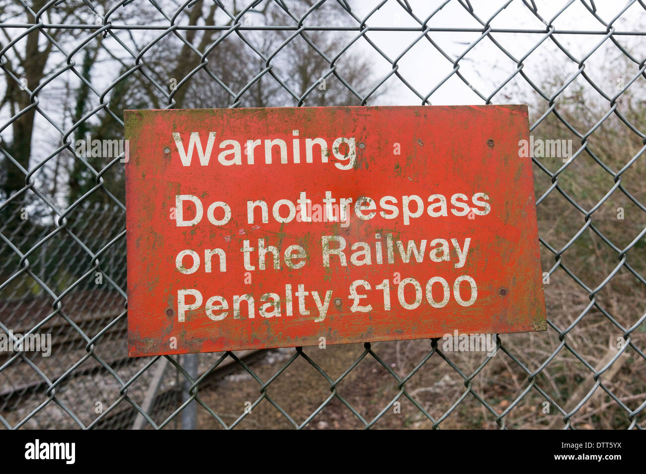 Warning Trespass On Railway Sign Stock Photos & Warning Trespass On ...