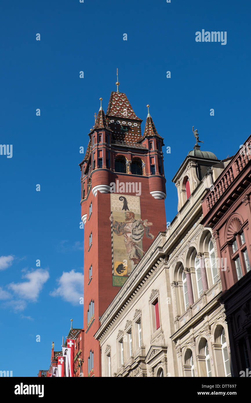 red town hall in the old city of Basel, Switzerland Stock Photo - Alamy