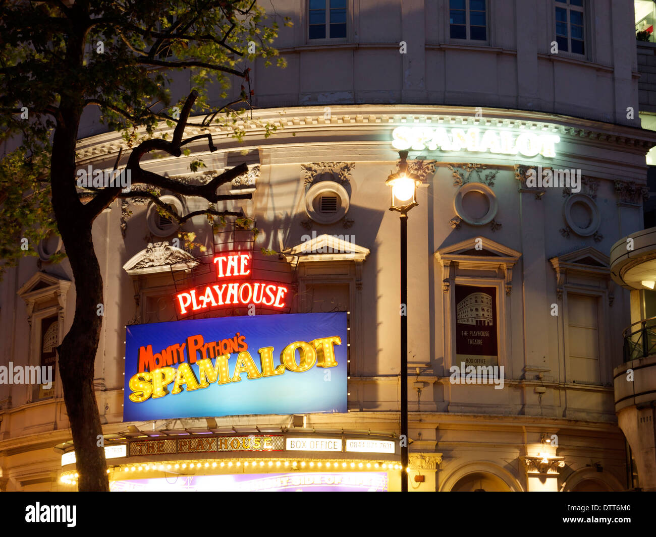 The Playhouse Theatre in London featuring Monty Python Spamalot Stock ...