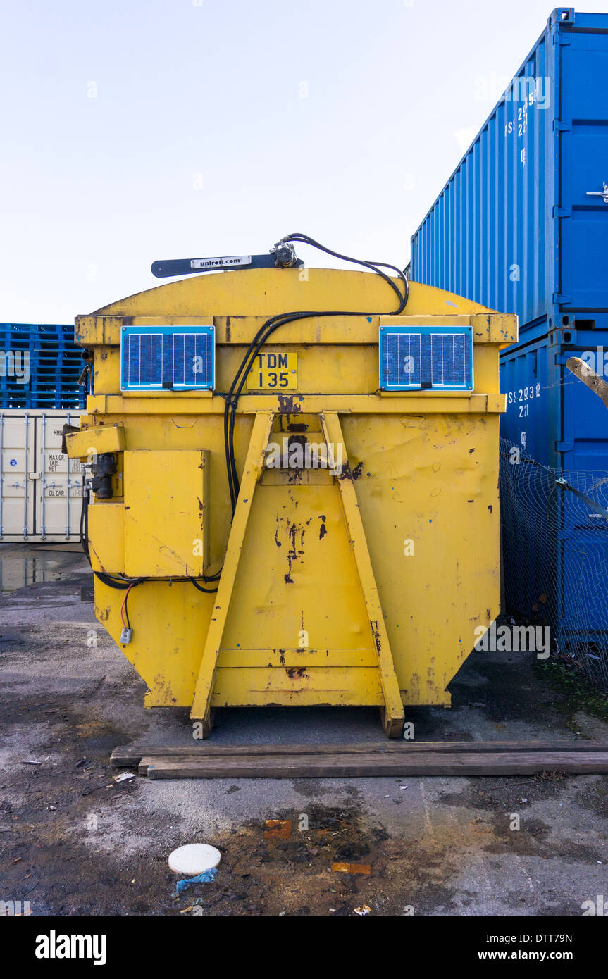 Solar powered waste recycling compacting machine Stock Photo - Alamy