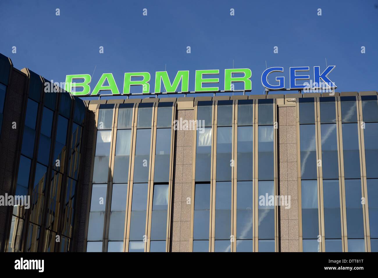 The logo of public health fund Barmer GEK is pictured at the building ...