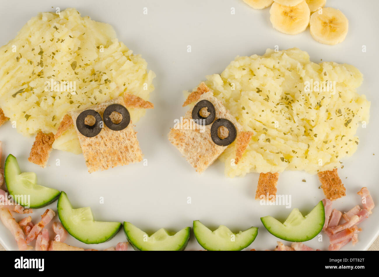 Mashed potatoes served in a creative way as kid food Stock Photo - Alamy