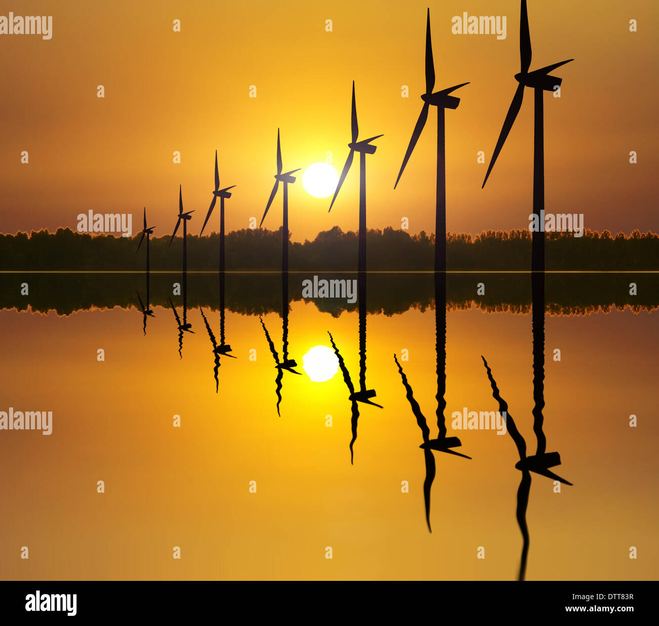 Wind Power at Sunset Stock Photo - Alamy