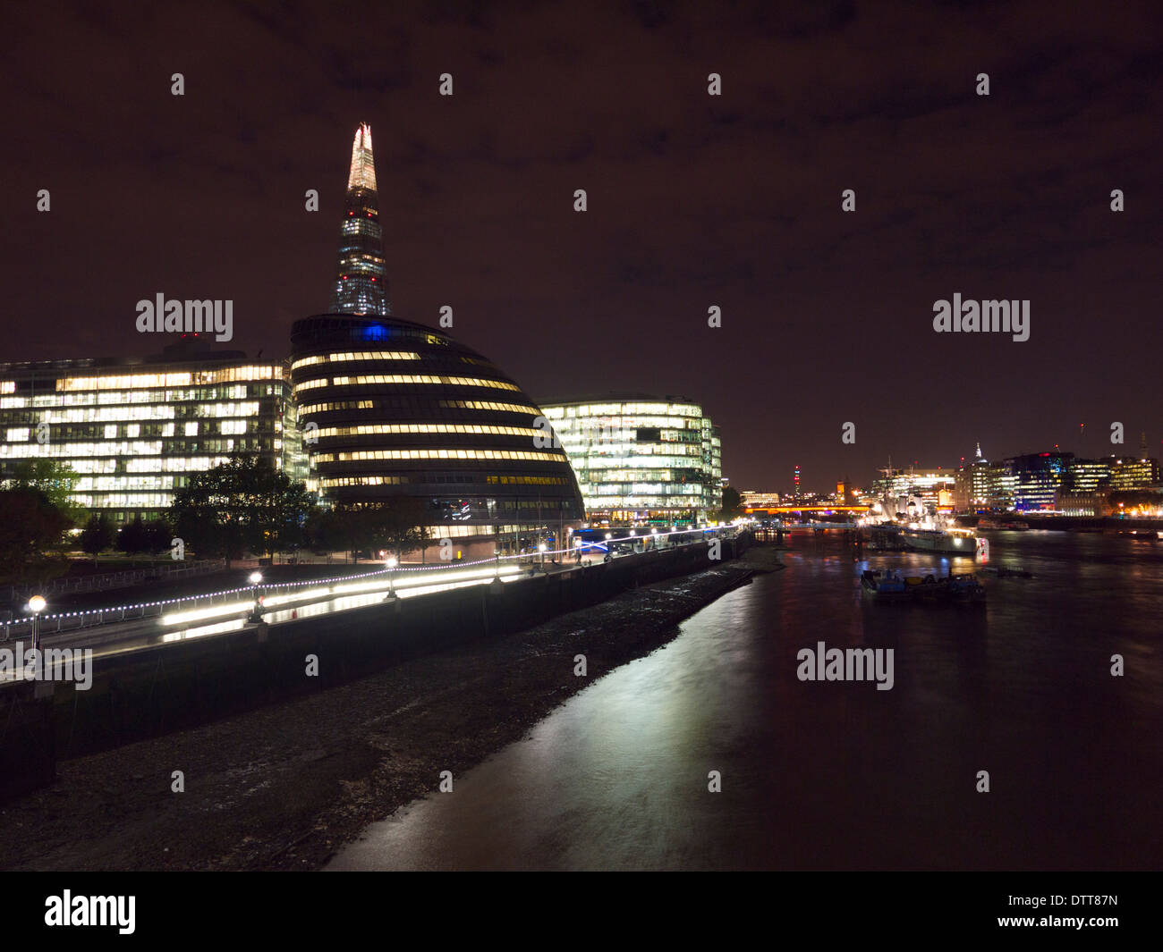 The Shard as seen from Tower Bridge at night Stock Photo - Alamy
