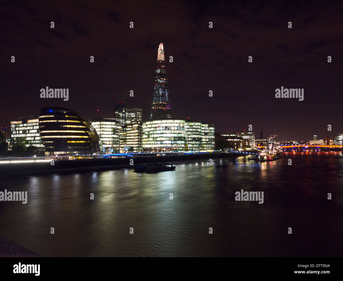 The Shard as seen from Tower Bridge at night Stock Photo - Alamy