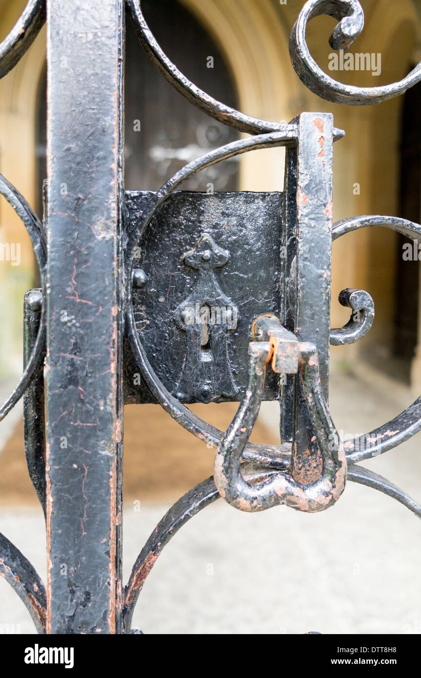 Iron lock plate on gate at the entrance to a church Stock Photo - Alamy