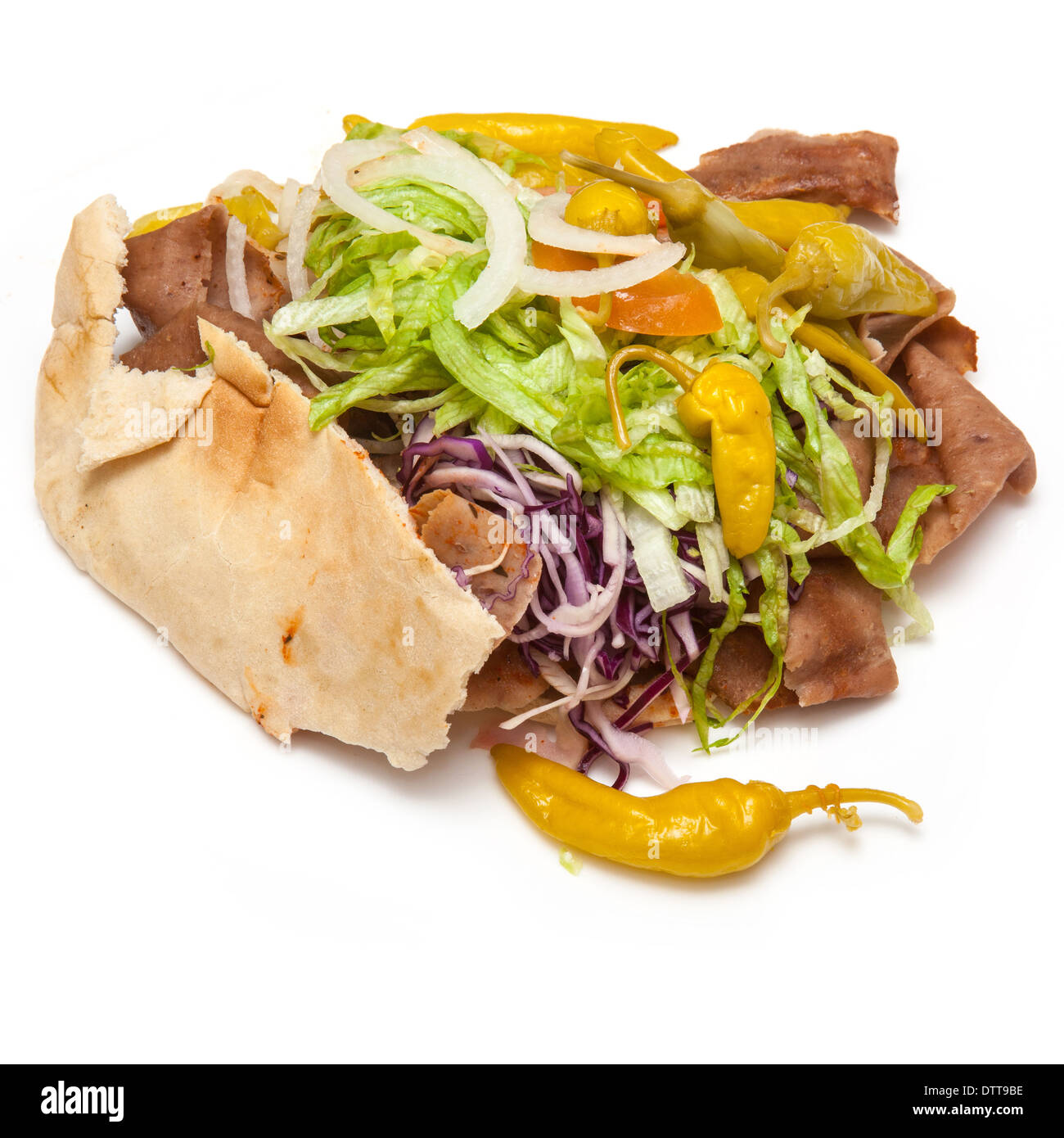 Lamb Doner kebab isolated on a white studio background Stock Photo - Alamy