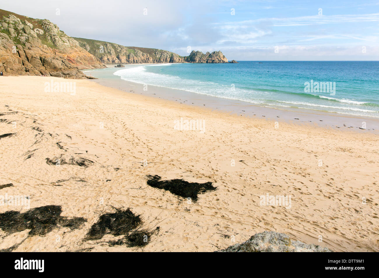 Porthcurno beach Cornwall England UK by the Minack Theatre with ...