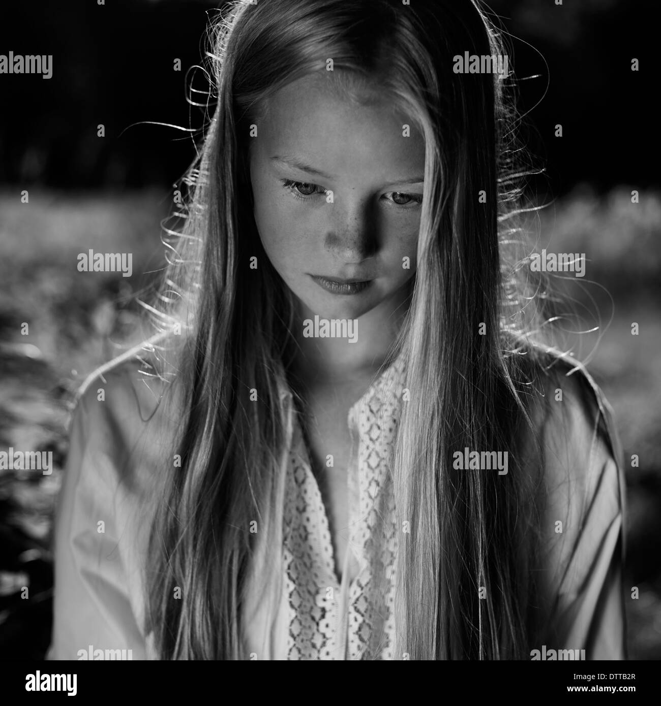 Caucasian girl Black and White Stock Photos & Images - Alamy
