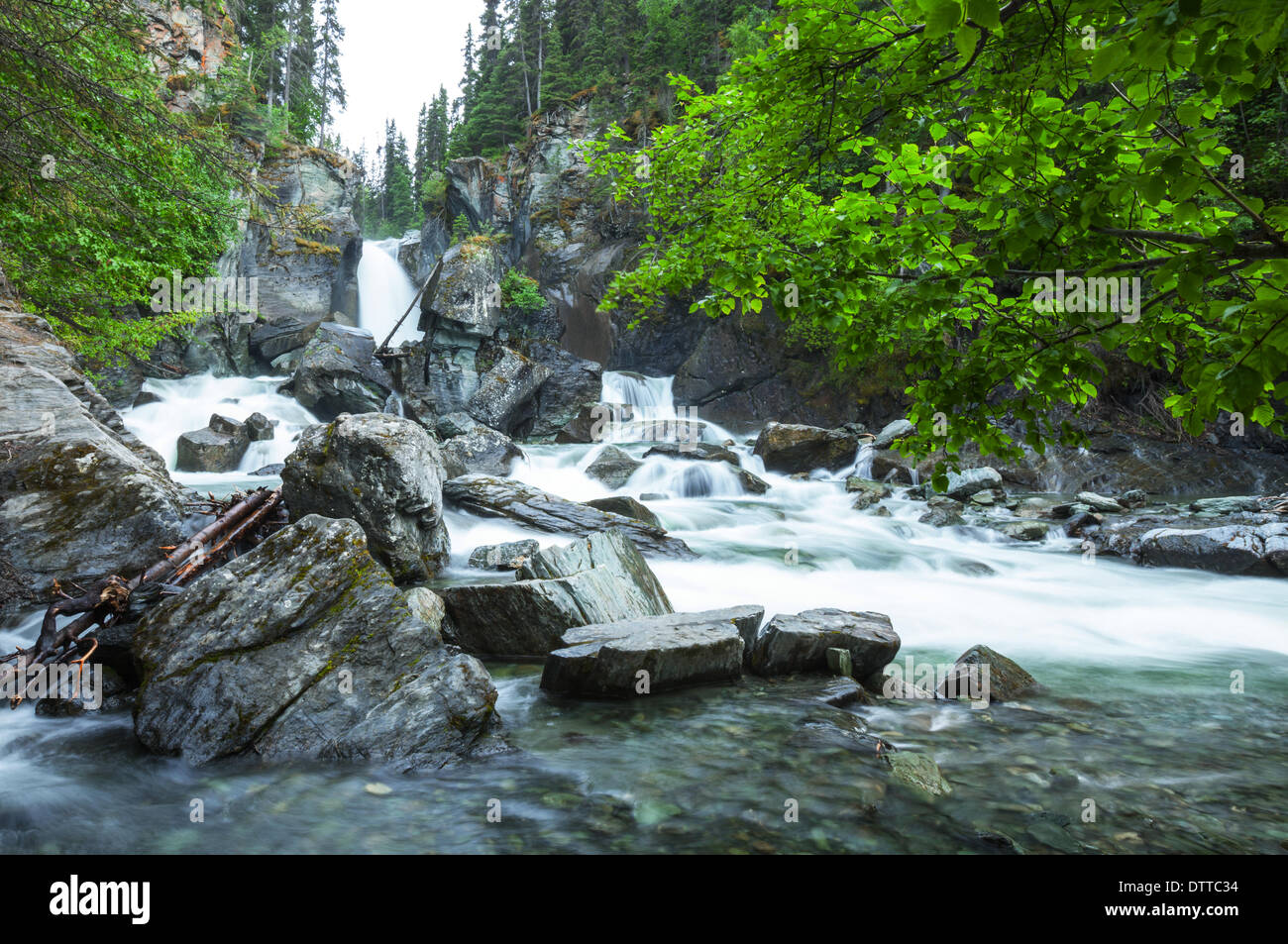 Waterfall on Alaska Stock Photo - Alamy