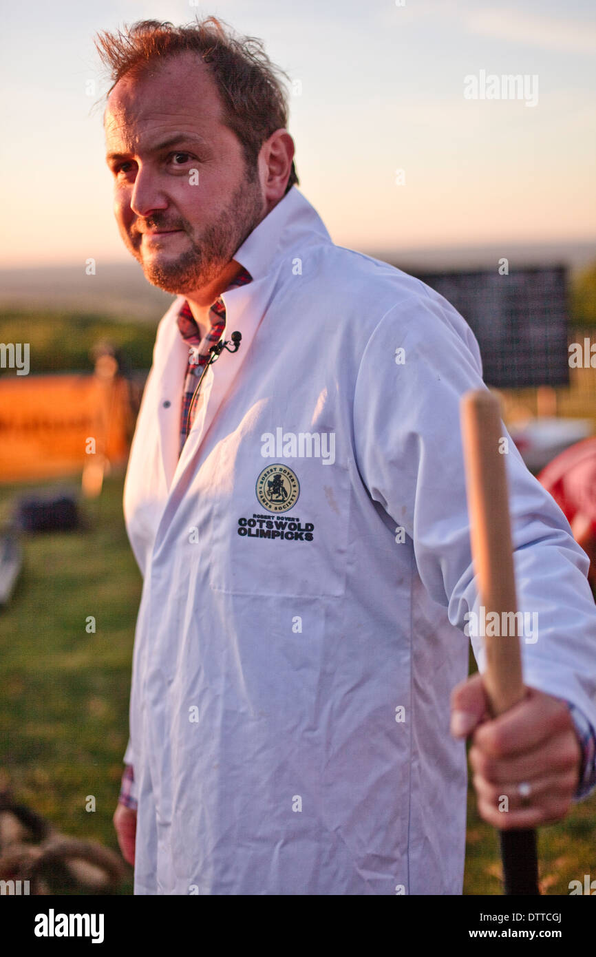 The Stickler or referree of the shin-kicking event at the Cotswold ...