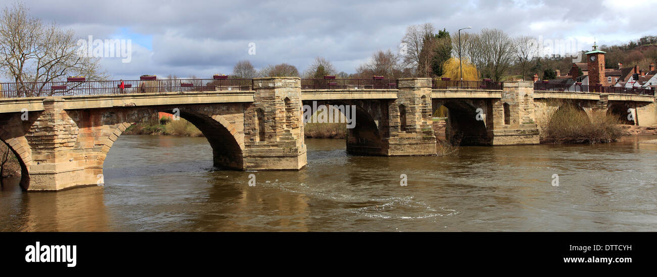 River Severn and the stone built road bridge, Bridgnorth town ...