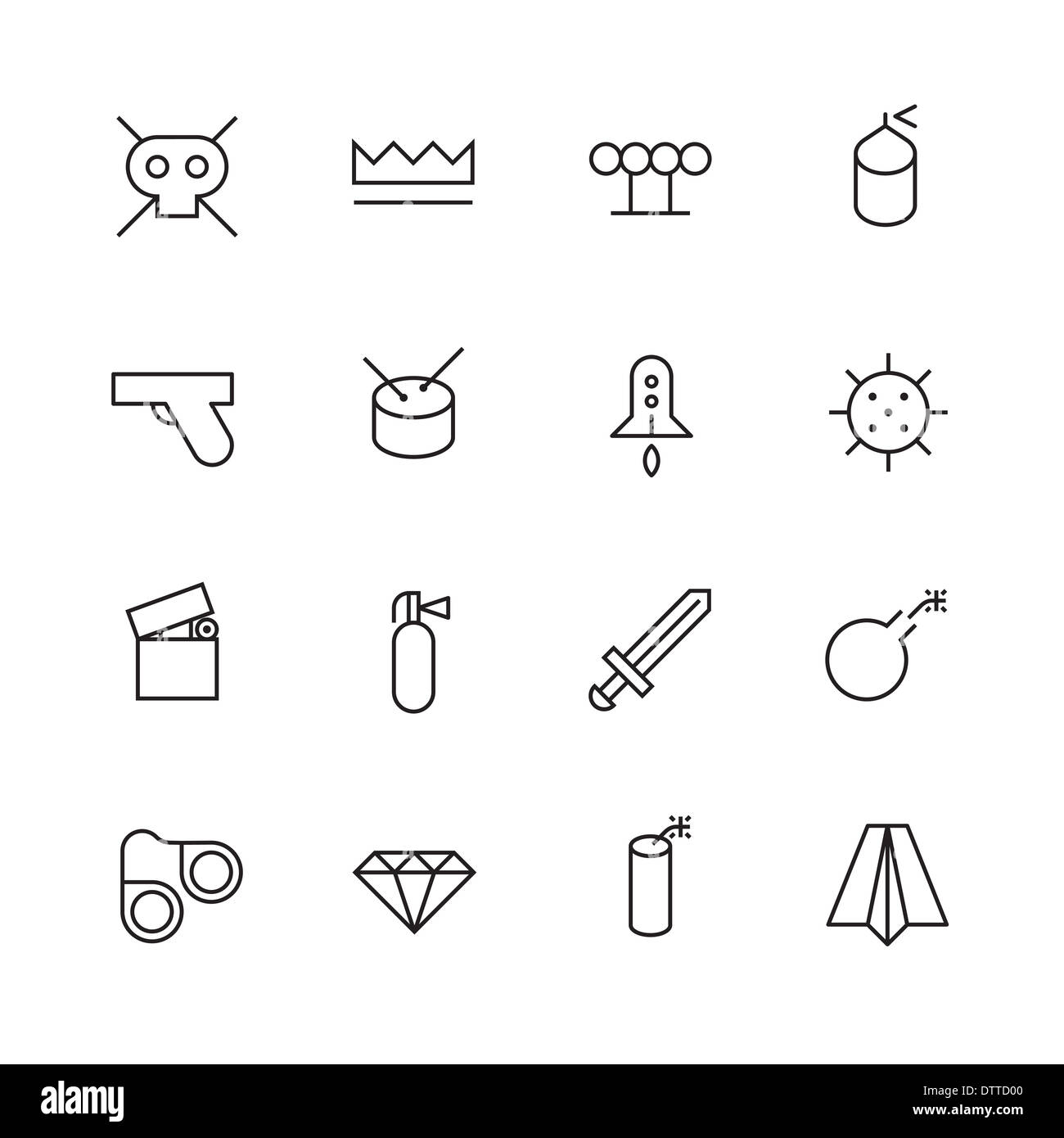 Thin Line Icons For Miscellaneous Items. Raster version Stock Photo - Alamy