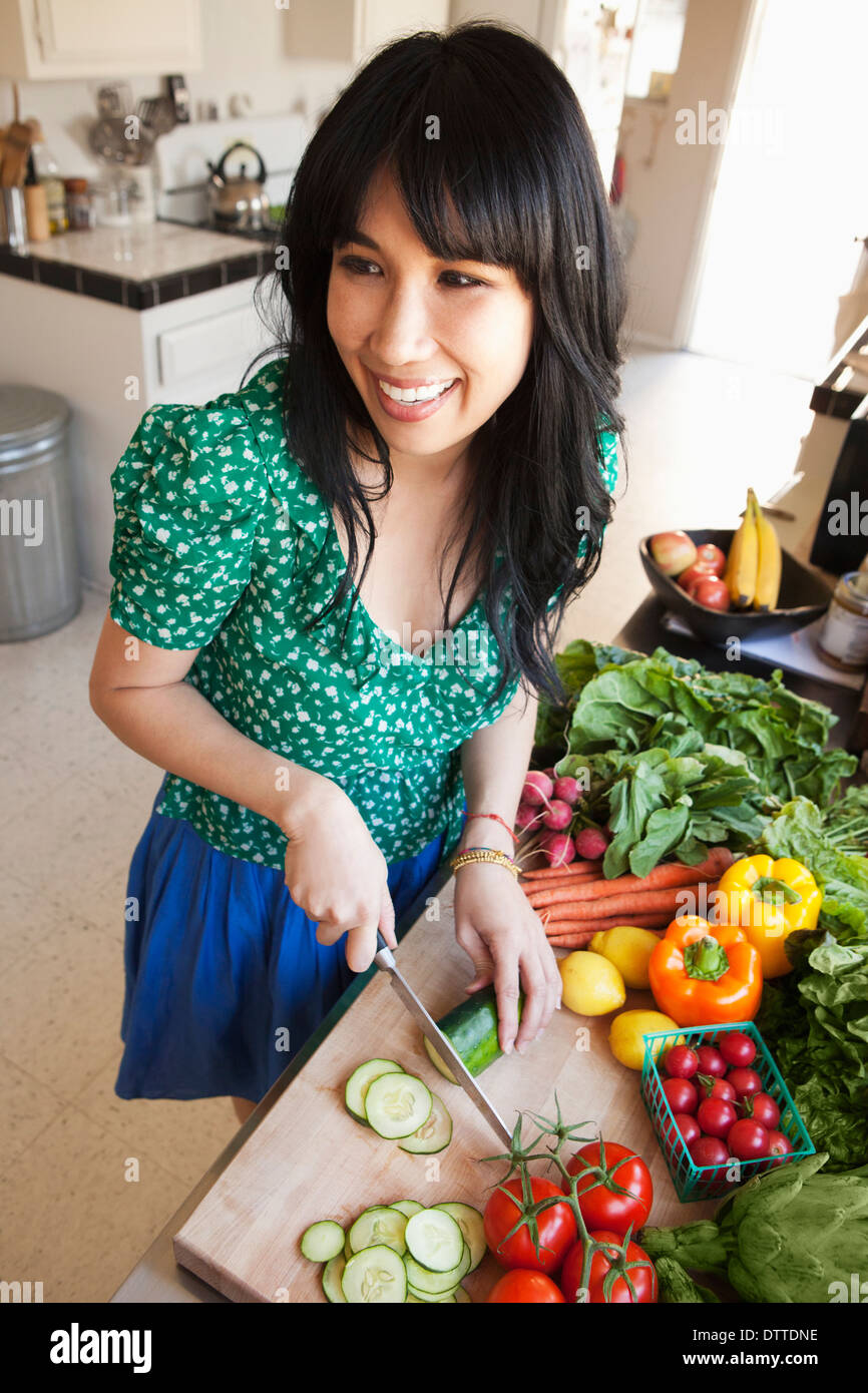 Woman chopping vegetables in hi-res stock photography and images - Alamy