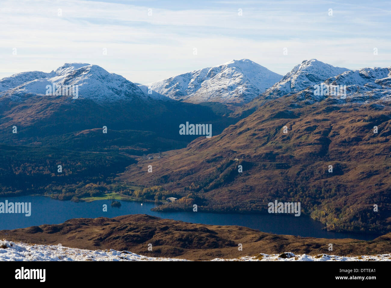 Loch Lomond with Beinn Narnain, Beinn Ime and Ben Vane in the ...