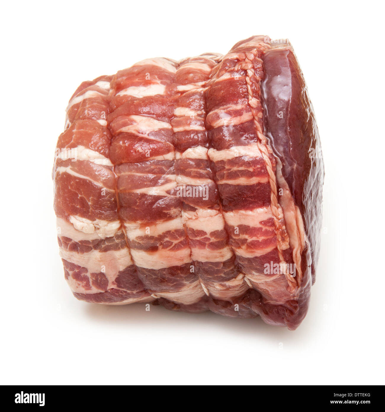 Haunch of venison wrapped in bacon isolated on a white background Stock ...