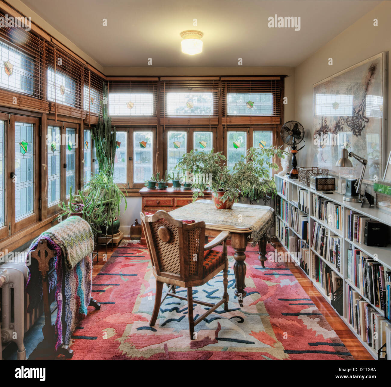 Desk and chair in den Stock Photo - Alamy