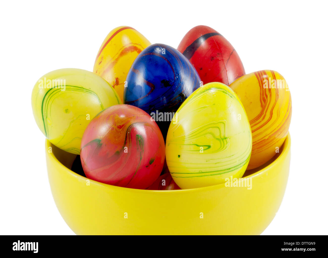 Ceramic easter eggs in the yellow bowl on a white background Stock ...