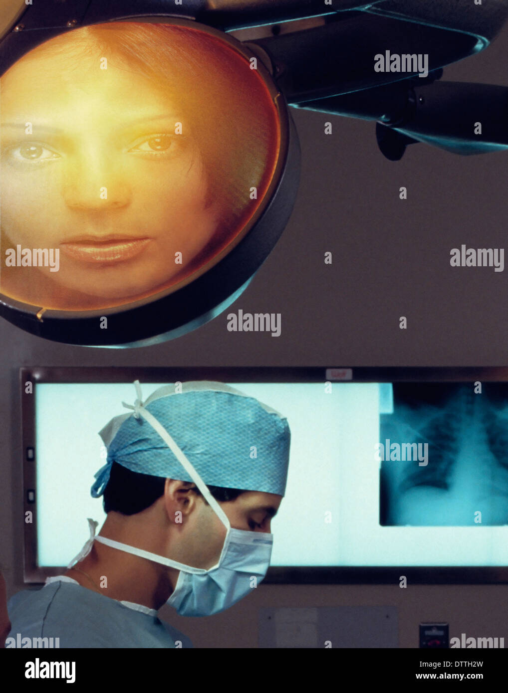 Image of woman over surgeon in operating room Stock Photo - Alamy