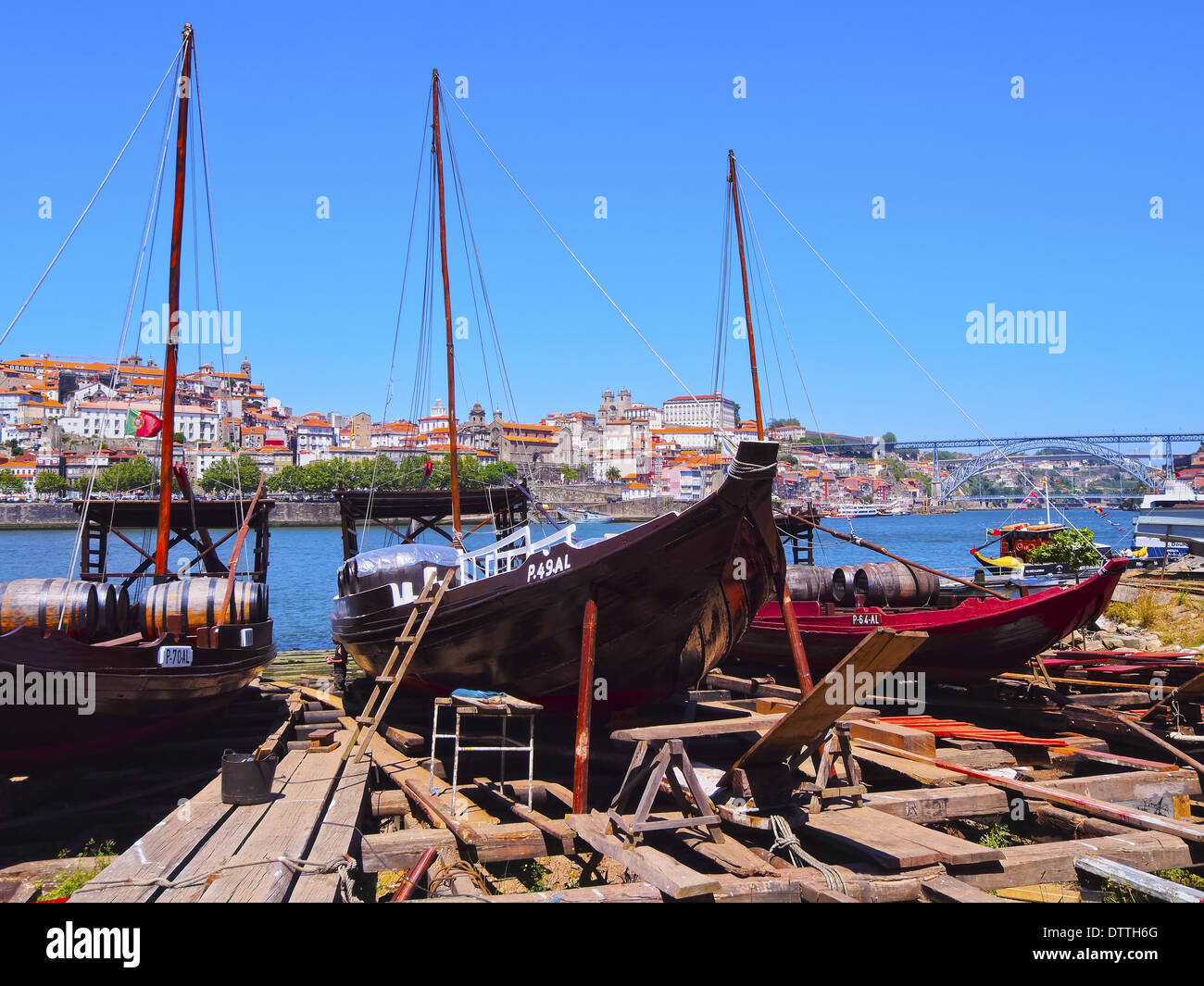 Traditional Boats Construction on the riverside of Douro River in Porto ...