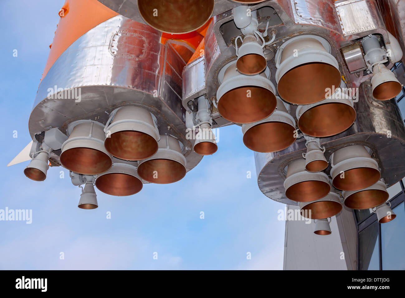 Details of space rocket engine over blue sky background Stock Photo - Alamy