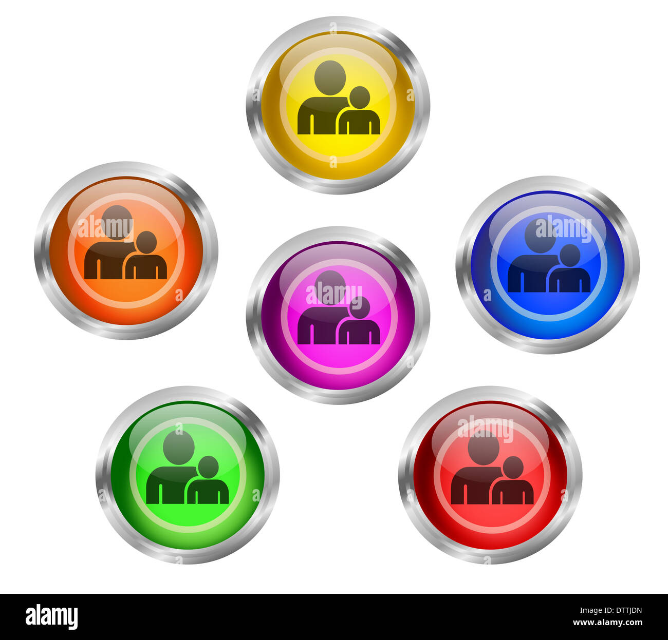 Set of shiny buttons with people, employee, buddy icon buttons ...