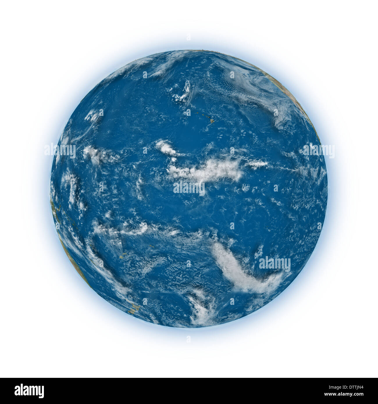 Pacific Ocean on blue planet Earth isolated on white background. Highly ...