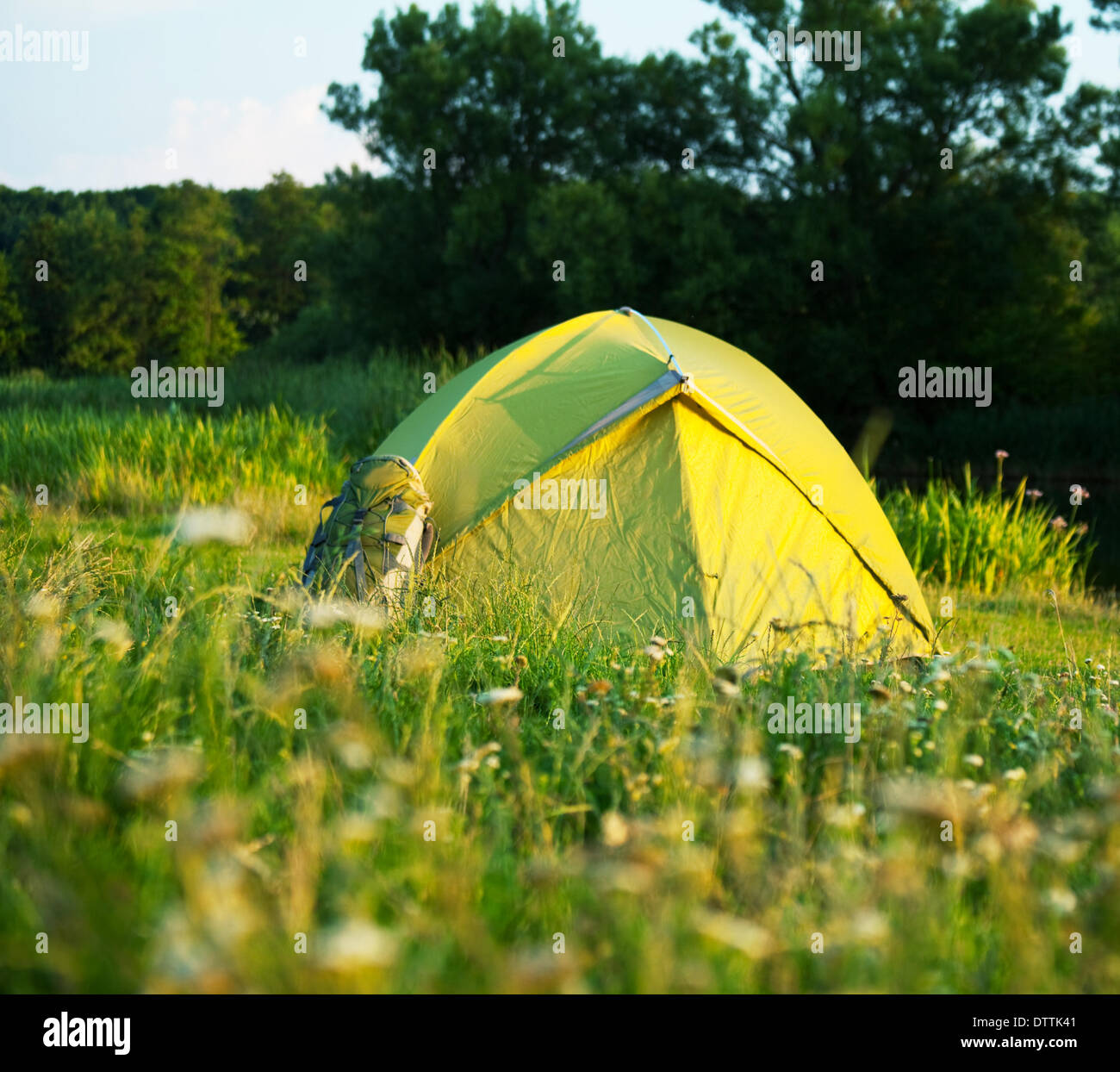 Tent on grassland Stock Photo - Alamy