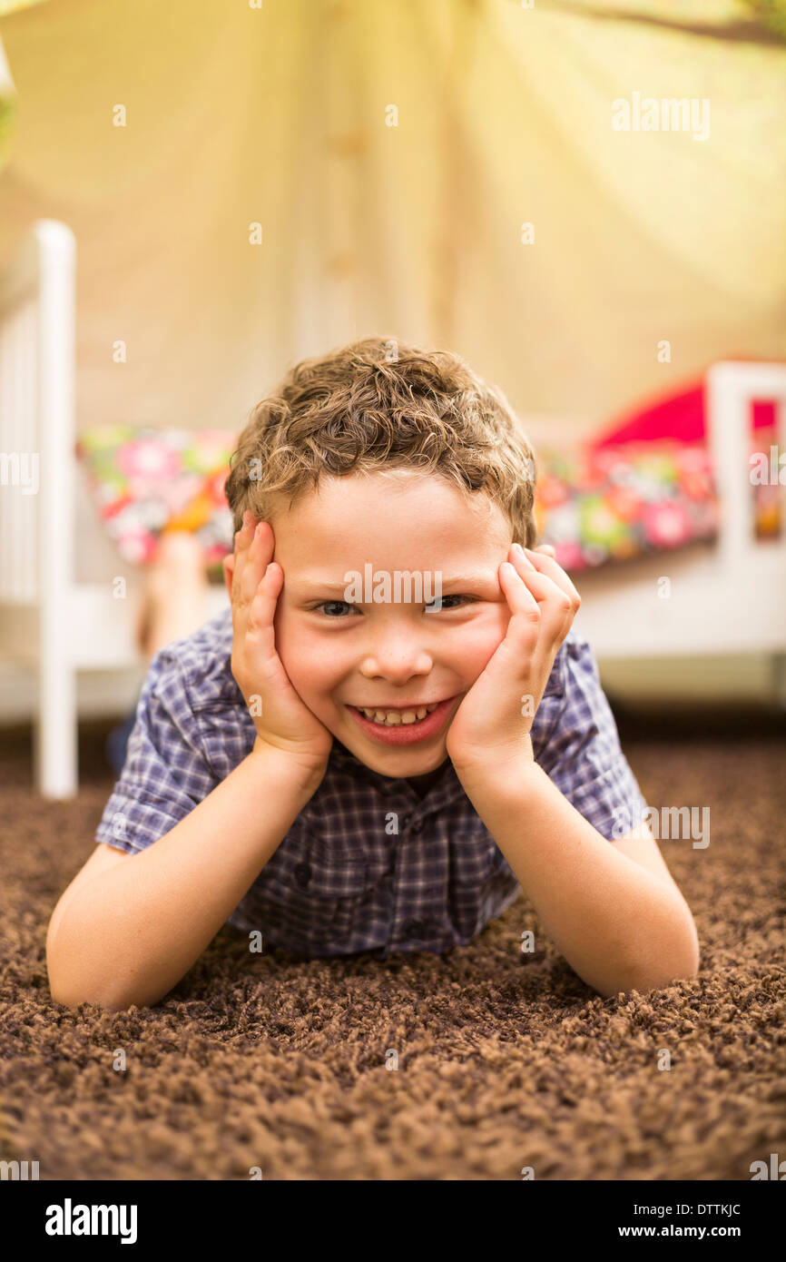 One boy laying in hi-res stock photography and images - Alamy