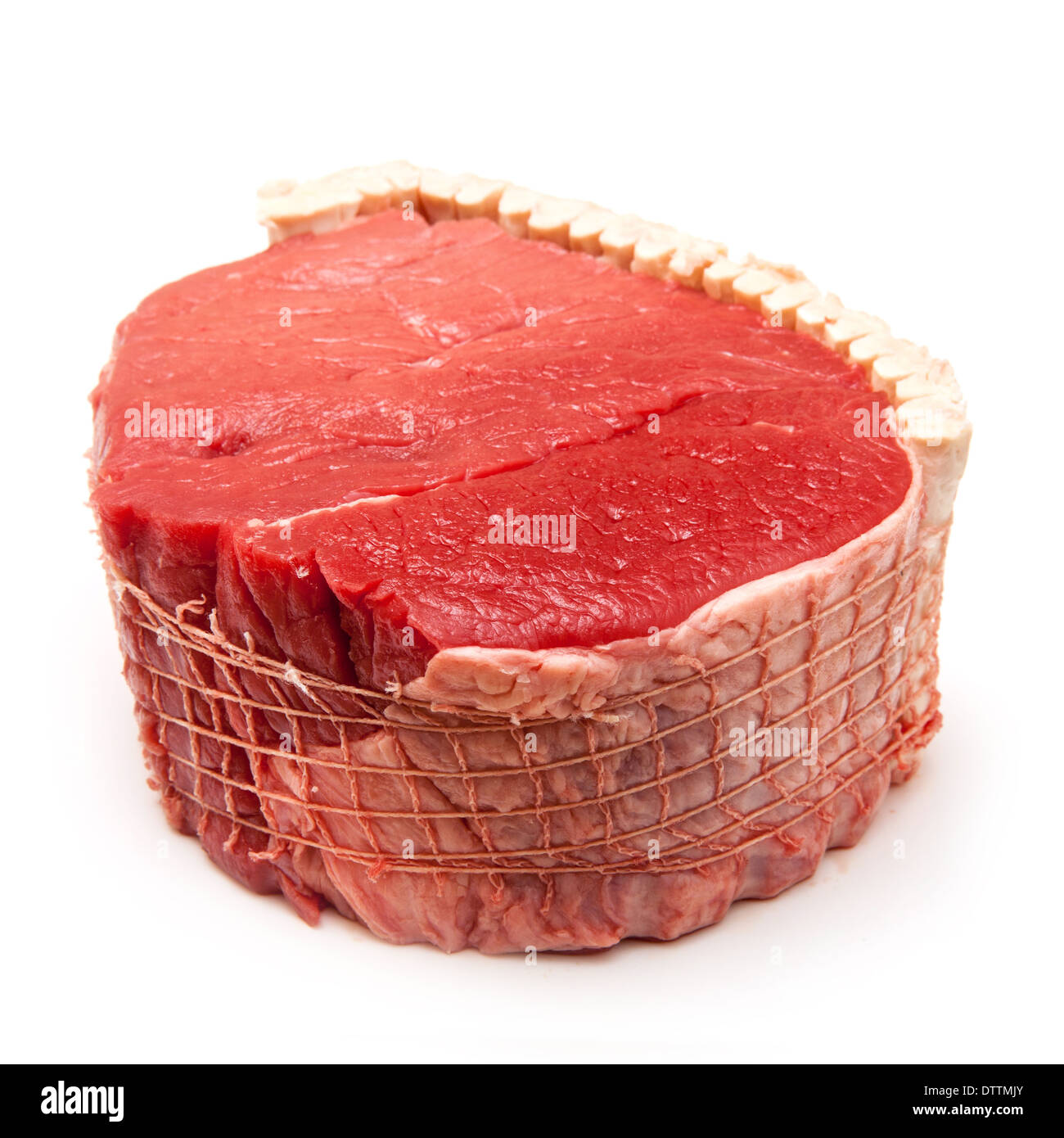 Topside of British beef joint (0.8kg) isolated on a white studio ...