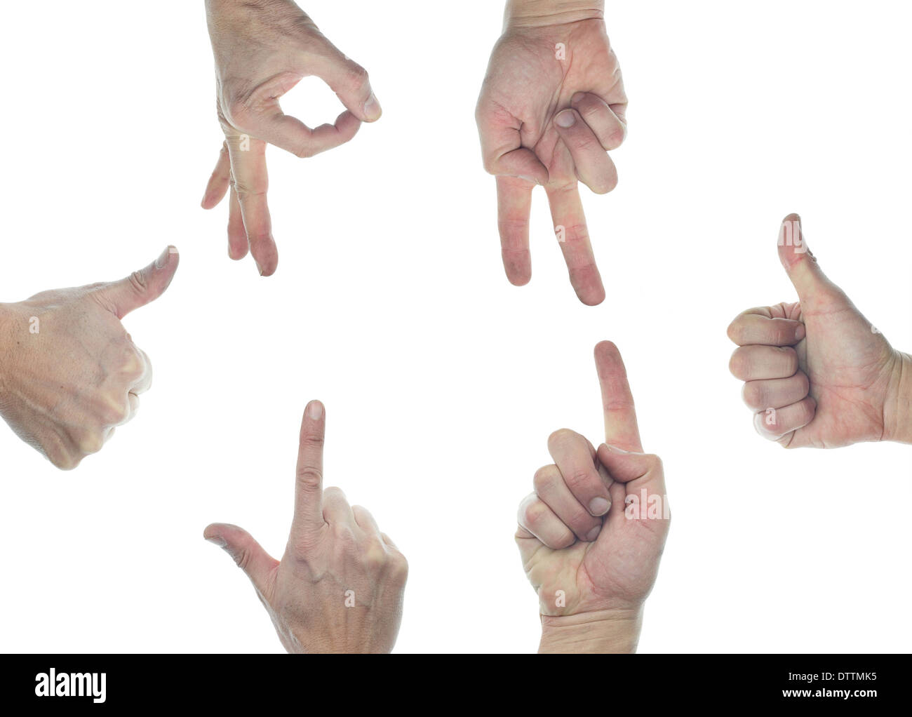 hand signs isolated over white with clipping path Stock Photo - Alamy