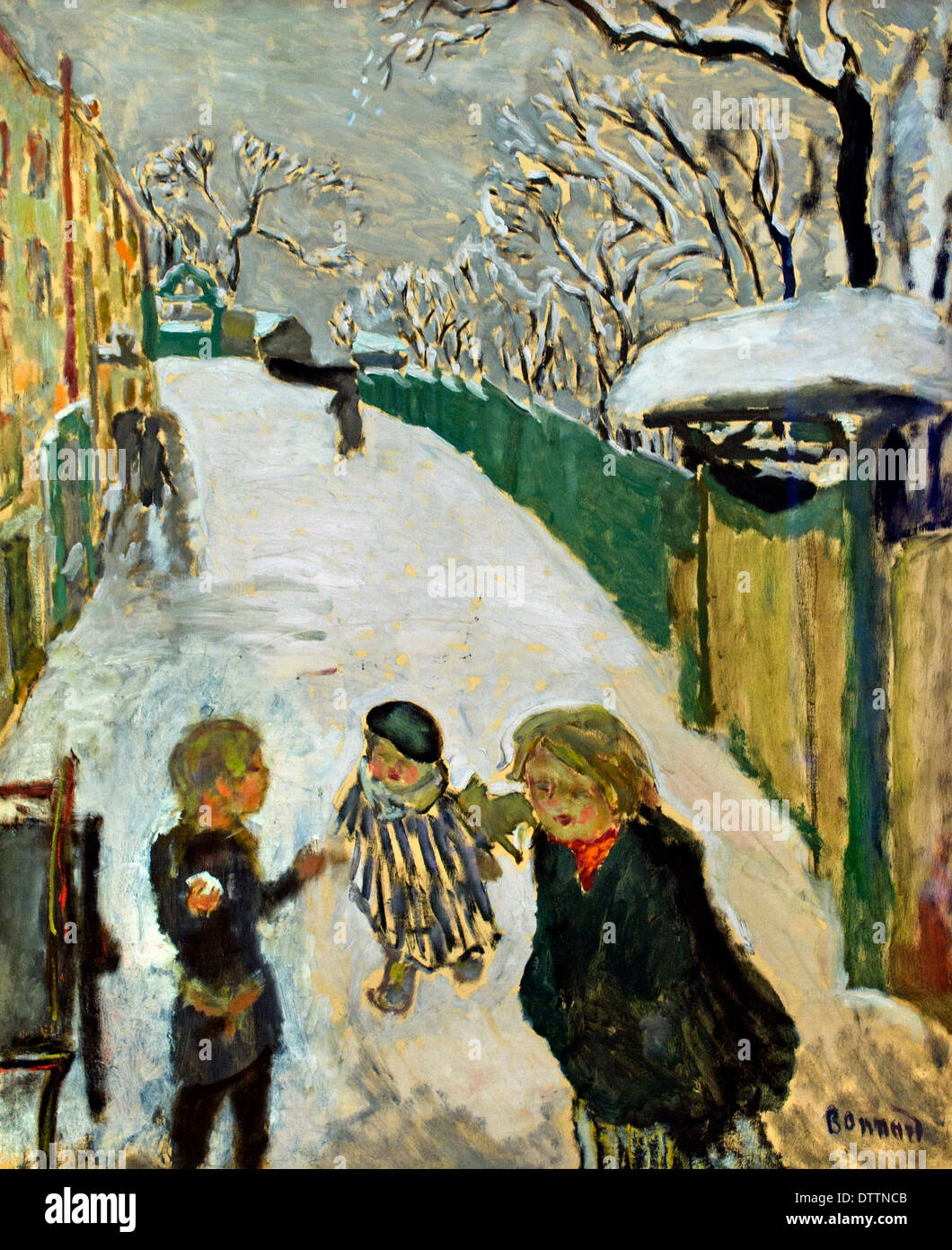 Street in the snow with children playing 1907 Pierre Bonnard 1867-1947 ...