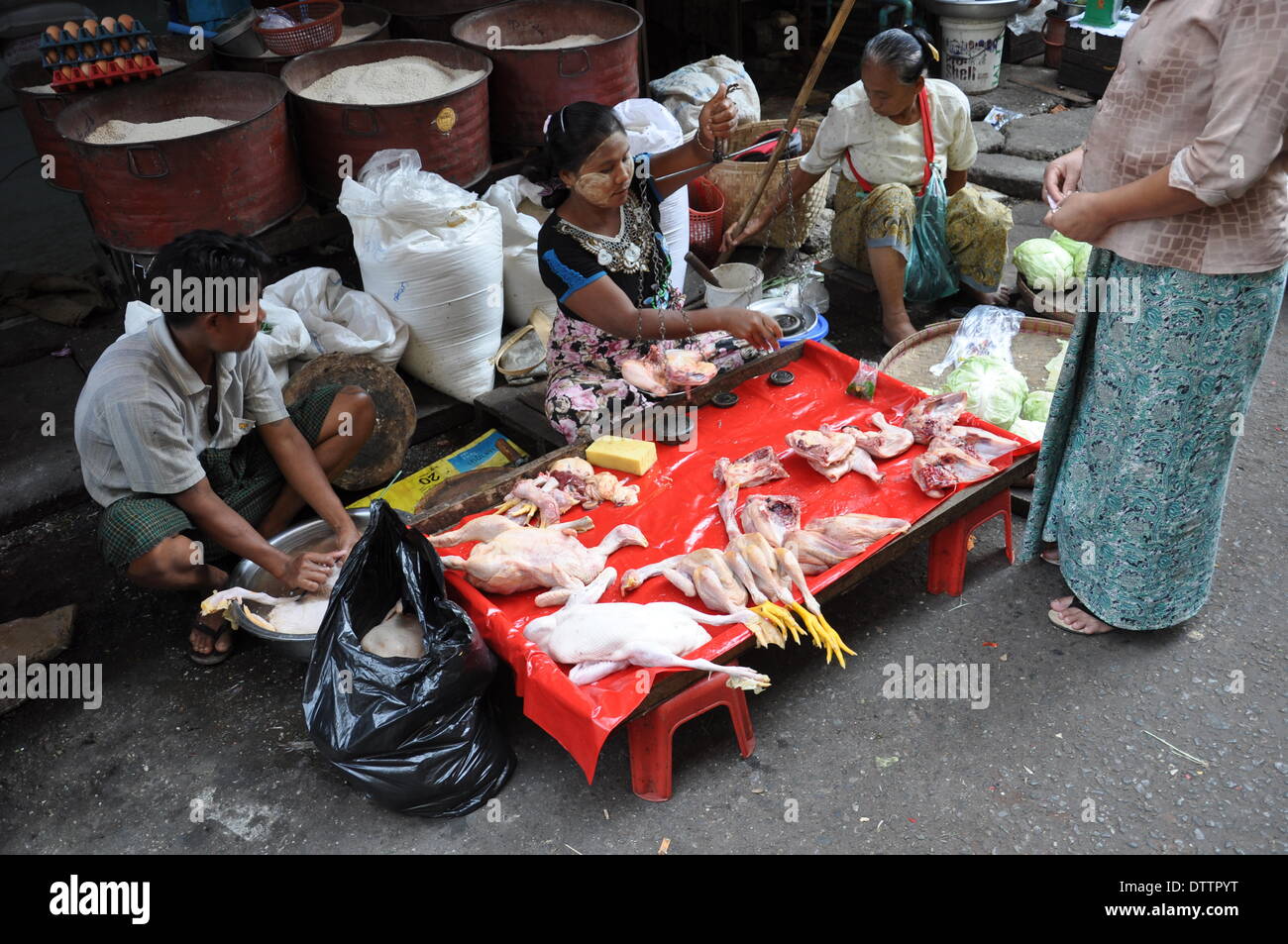 chicken,chicken,chicken in yangon,burma Stock Photo - Alamy