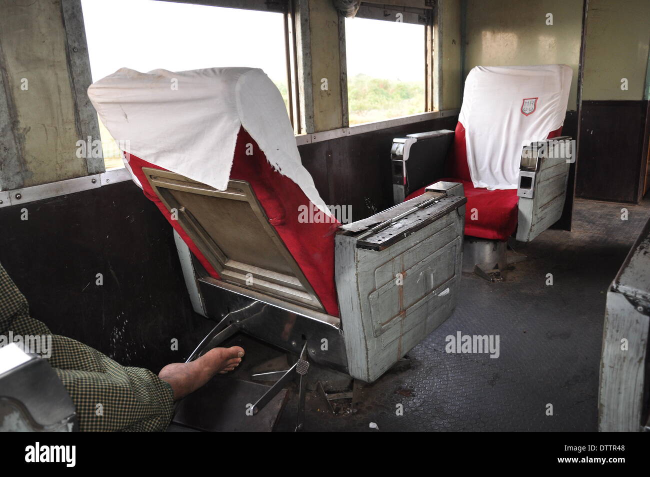 upper class compartment in a burmese train Stock Photo - Alamy