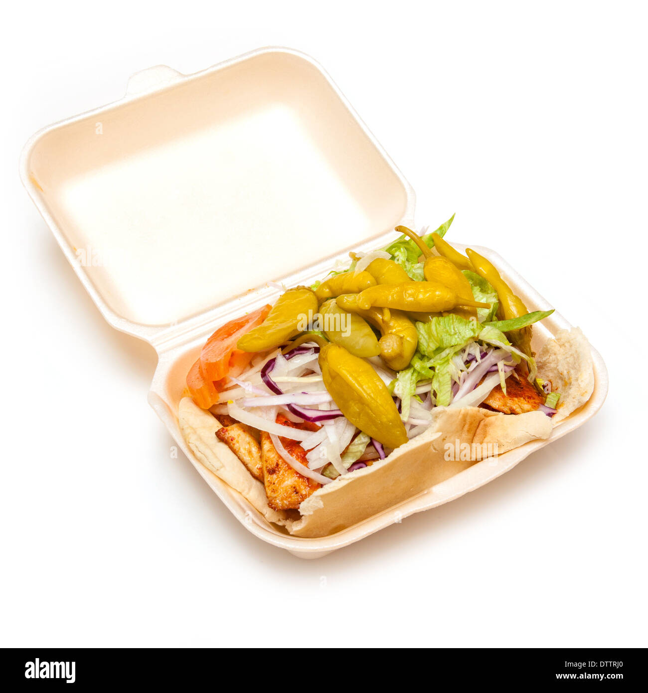 Chicken kebab isolated on a white studio background Stock Photo - Alamy